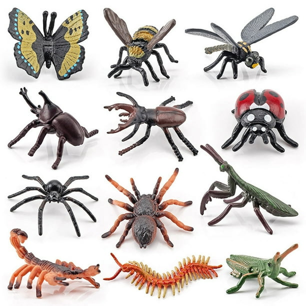 12 Uds. Figuras de insectos realistas juguetes de insectos de plástico ...