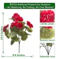 Artificial Geranium Flowers, 8 Pack Red, UV Resistant Faux Silk Decor ...