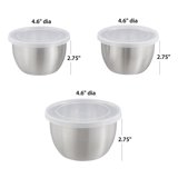 Mainstays Stainless Steel Prep Bowl Set 6 Pieces with Lids, 2-Cup ...