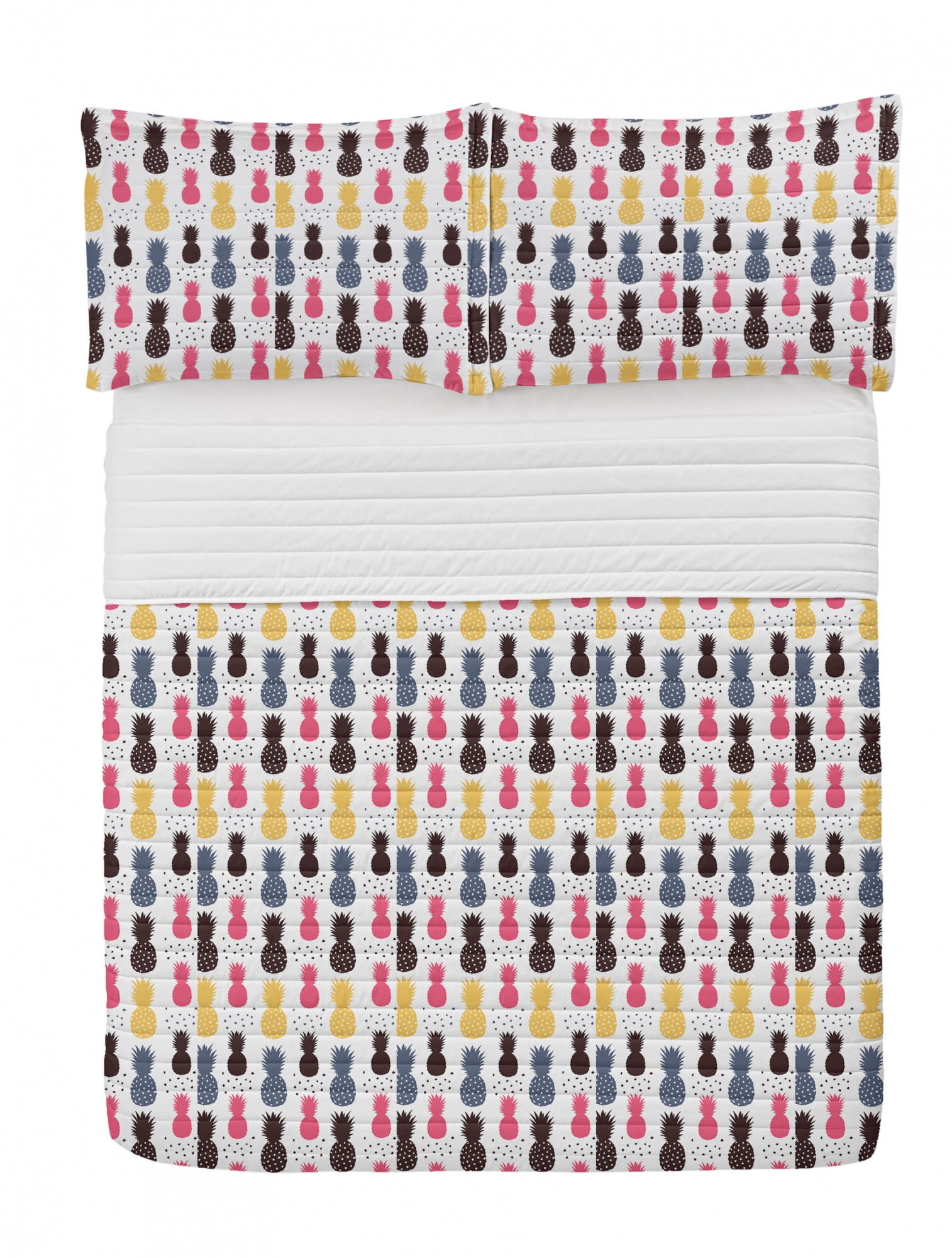 Tropical Microfiber Bedspread Set, Pattern of Pineapples in Exotic ...