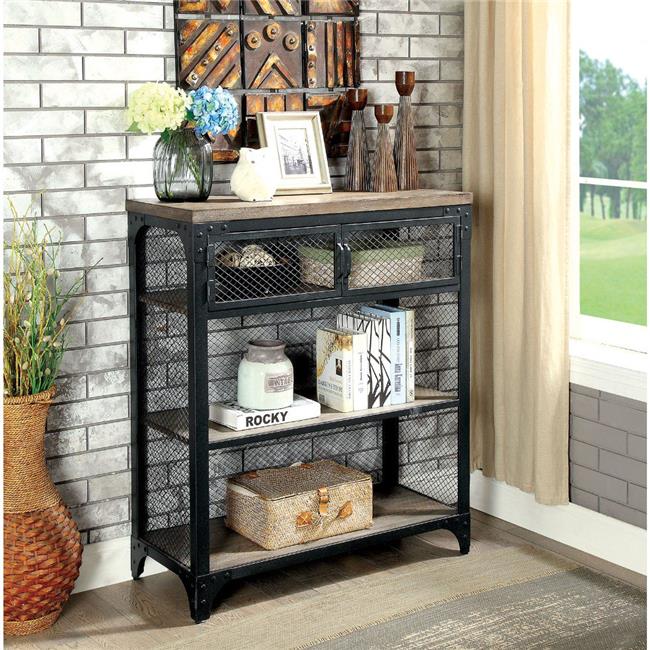 Benzara BM186410 Wire Mesh Metal Book Stand with Wooden Top & Spacious ...