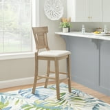 Linon Rylan 30" High Back Indoor Wood Bar Stool, Rustic Graywash/Beige ...