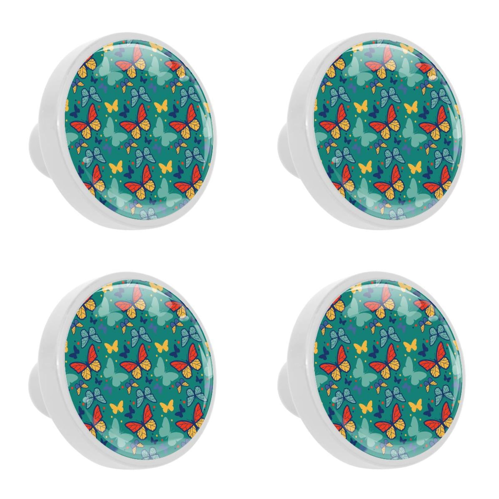 4 Pcs Butterfly Knobs for Kitchen Cabinet Cupboard Dresser Bookcase Drawer Pulls Handles Round ...