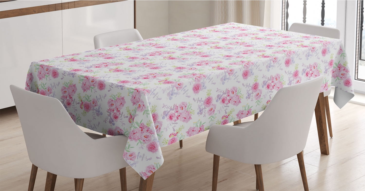 Vintage Floral Tablecloth, Romantic Roses Illustration in Watercolor ...