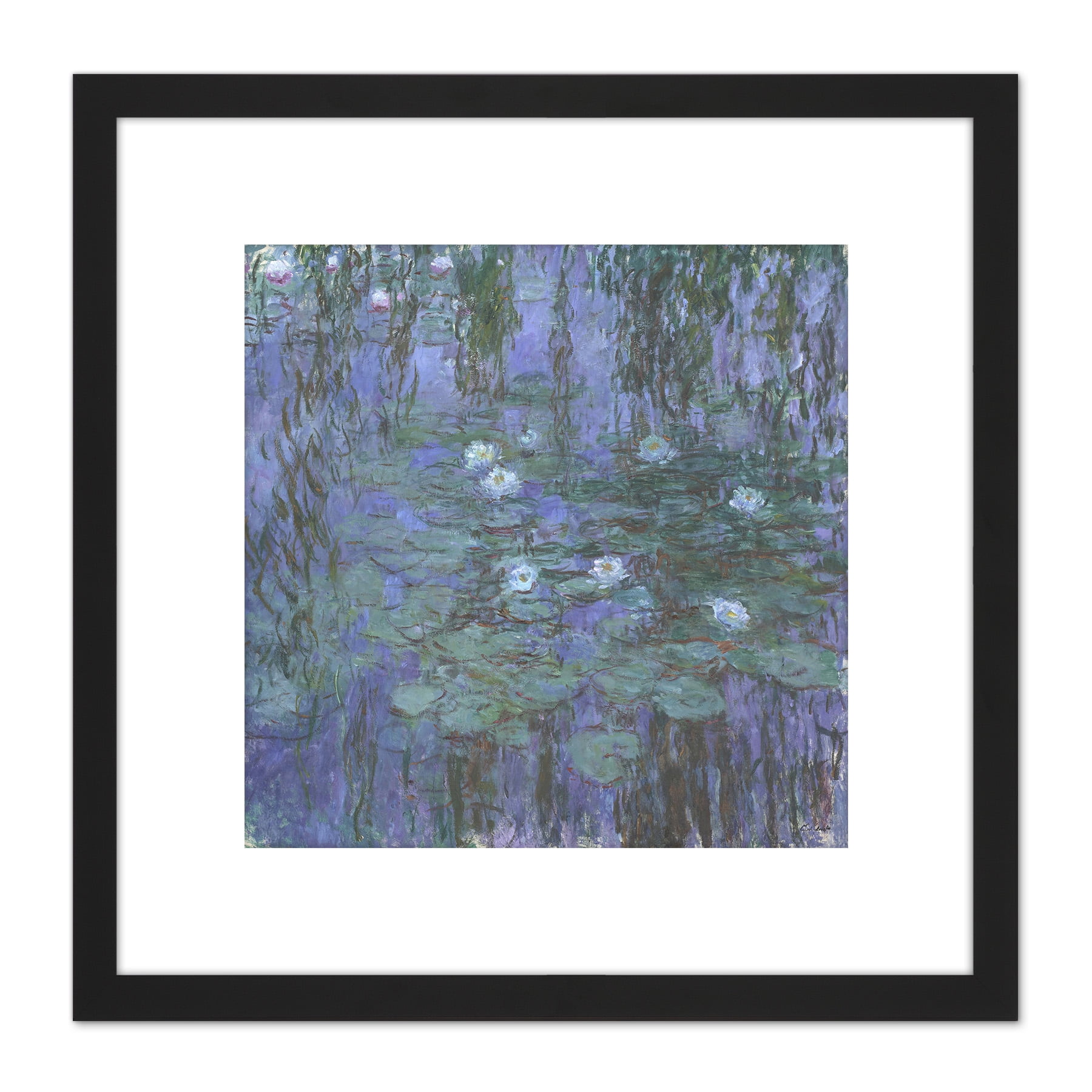 Claude Monet Blue Water Lilies Painting 8X8 Inch Square Wooden Framed ...