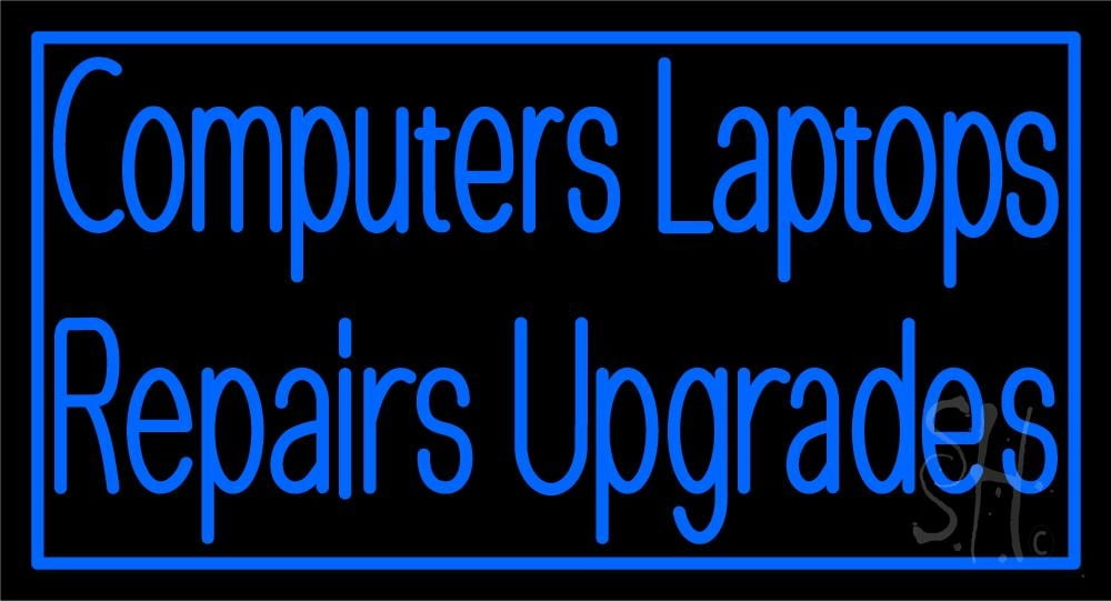 Blue Computers Laptops Repairs Upgrades With Border LED Neon Sign 20 x ...