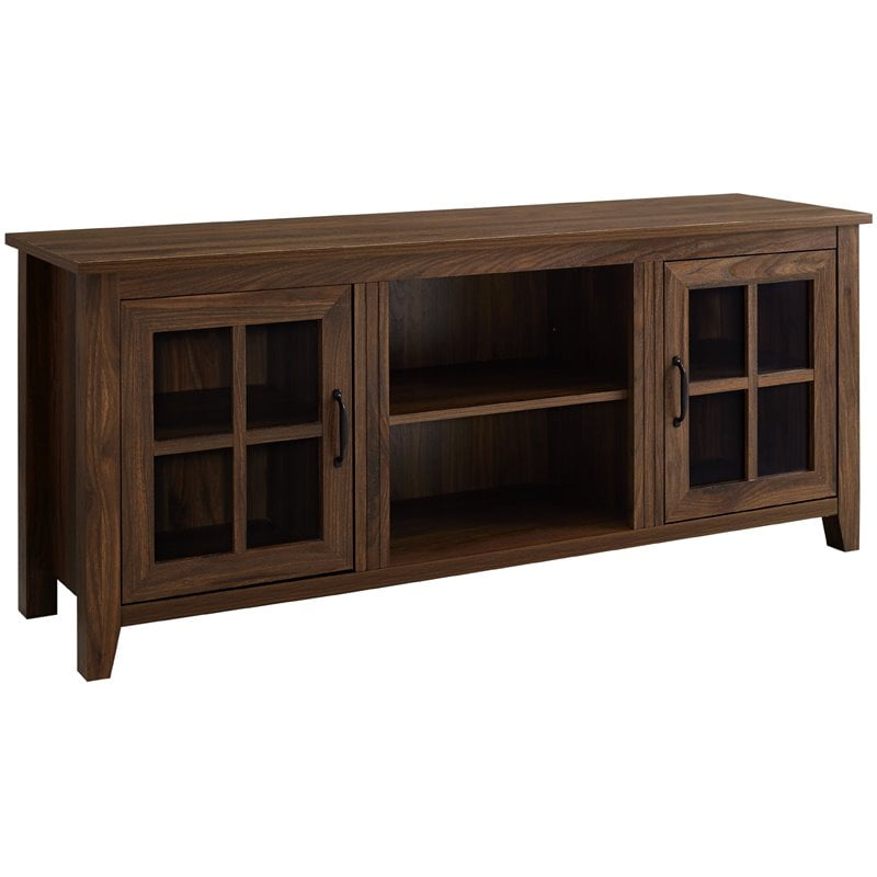 Classic Glass Door TV Console for TVs up to 65" in Dark Walnut ...