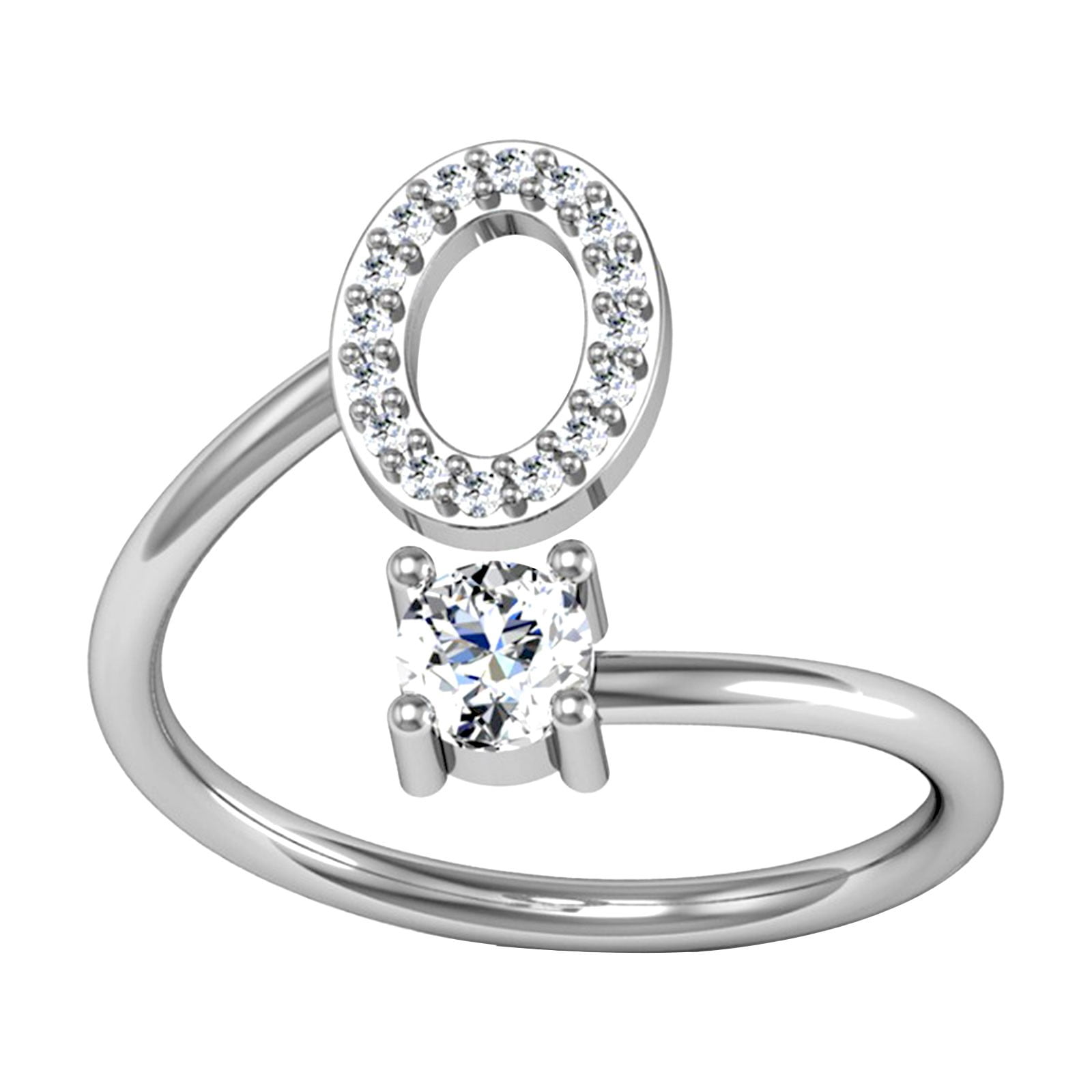 Anillo con Incrustaciones Estilo Letra Inglesa Versión Coreana ...