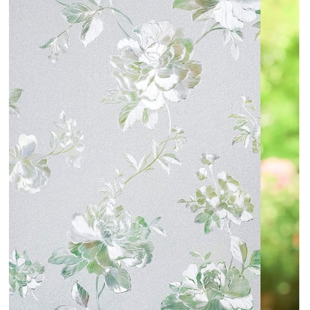 SAYDY Privacy Window Film, 3D Decorative Frosted Glass Coverings 35.4 ...