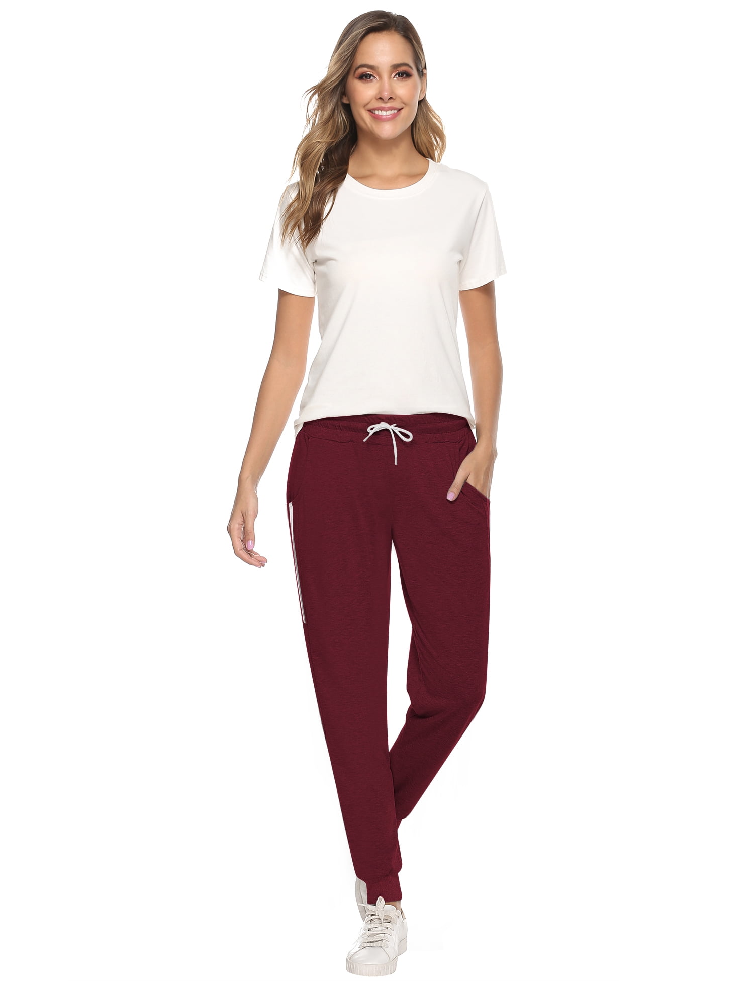 Purcoar Pants for Women Stripe Side Sweatpants with Pockets - Walmart.com