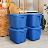 HOMZ 10 Gallon Heavy Duty Plastic Storage Container, Capri Blue ...