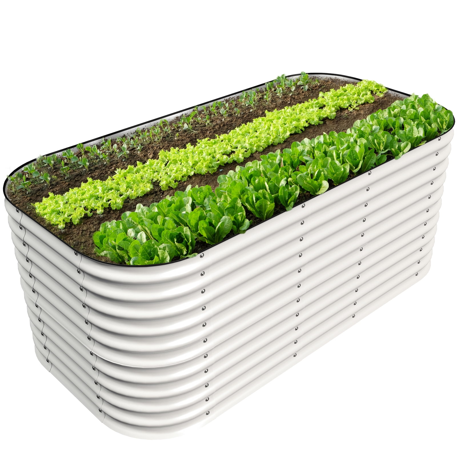 Olle Galvanized Planter for Vegetables 12-in-1 Large Metal Raised Bed ...