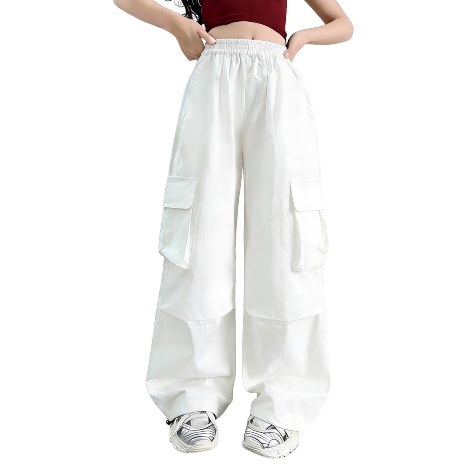 Click here for Blvb Girls Cargo Pants Elastic Waist Wide Leg Stre... prices