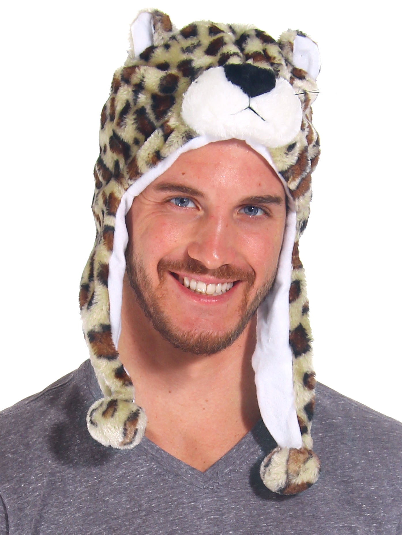 Cartoon Animal Hat Plush Beanie Fleece Fluffy Hooded Cap Earmuff ...