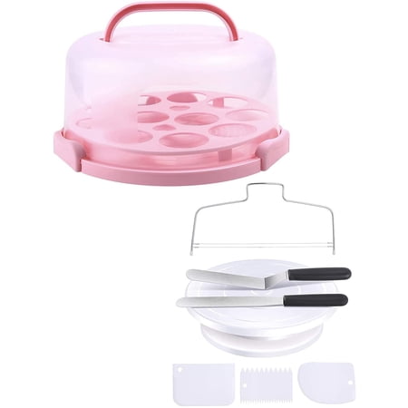 Cake Carrier with Handle, HTCM Cake Container, Cupcake Holder, Two ...