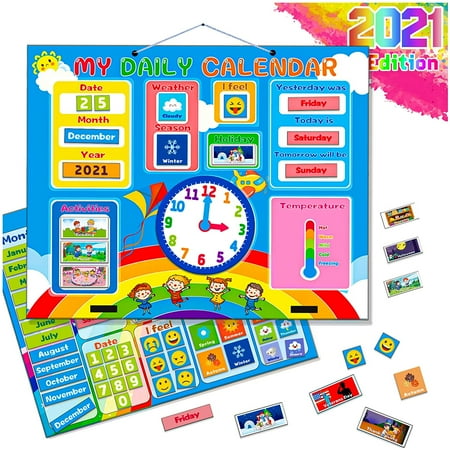 HSD Kids Calendar - Newest Version Magnetic Learning Calendar for ...
