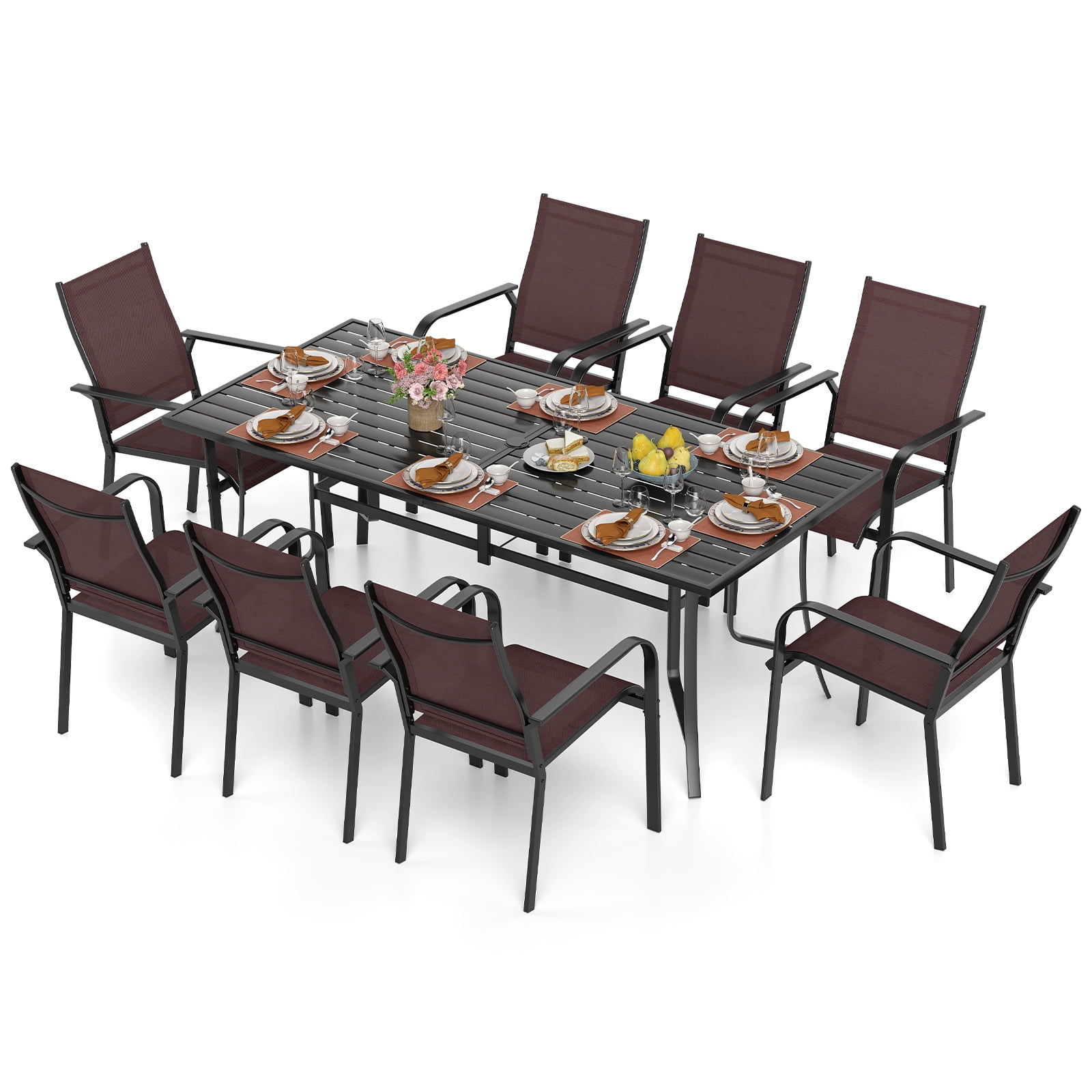 Click here for Gymax 9pcs Patio Dining Set Rectangular Table & St... prices