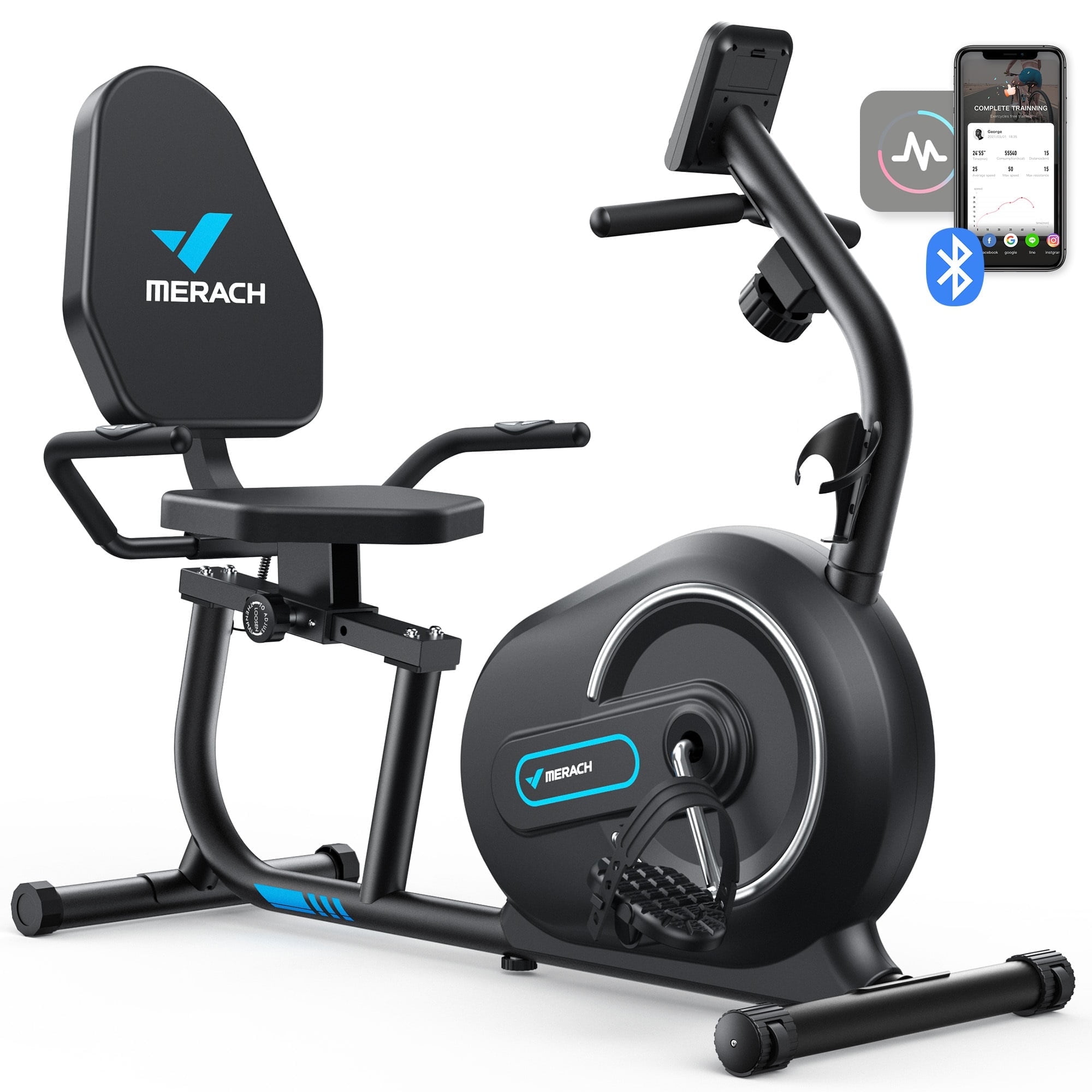 MERACH Recumbent Exercise Bikes for Home Sit Down Stationary Bicycle ...