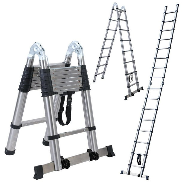 BOWEITI 16.5FT Multi-Purpose A-Frame Telescoping Extension Stainless ...