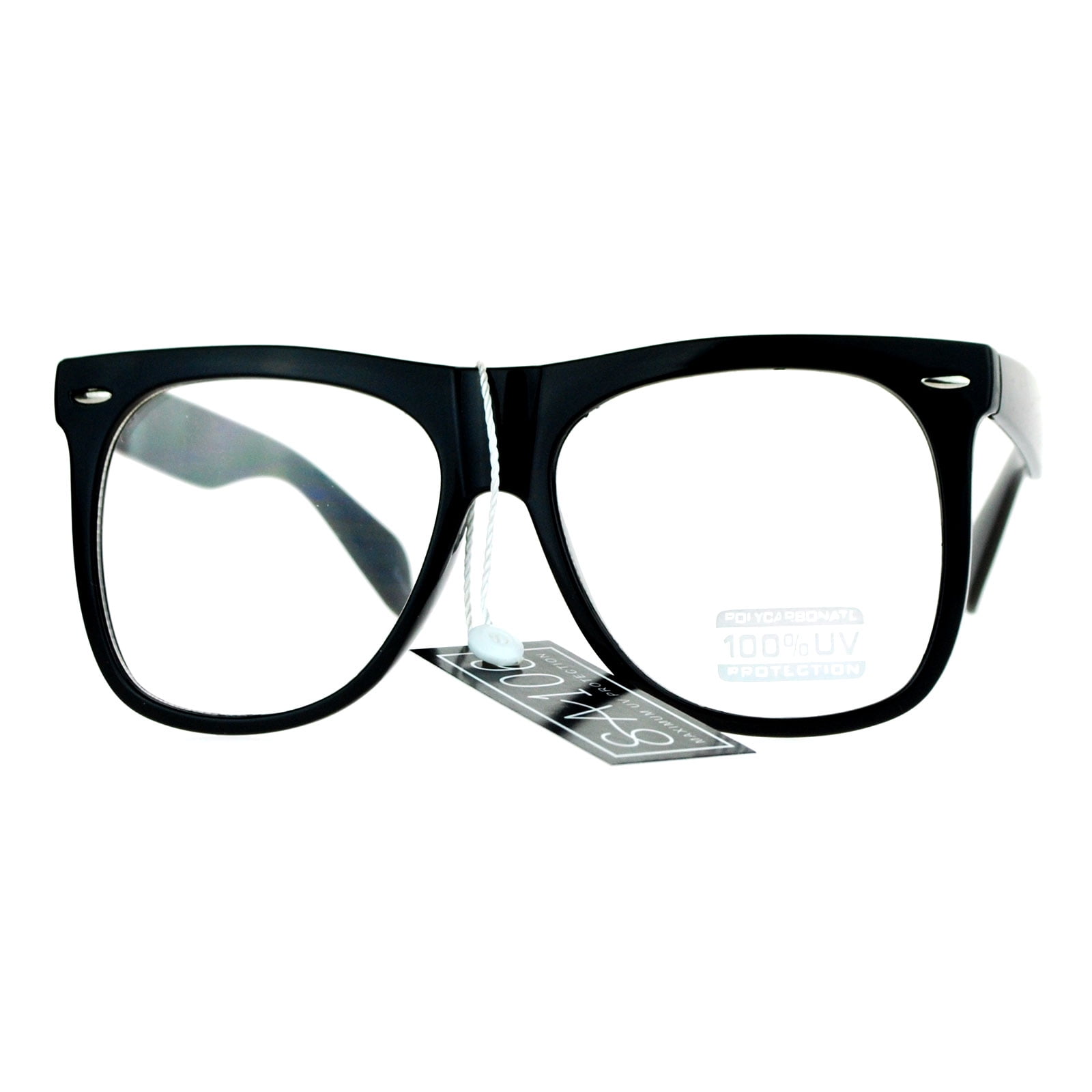 Sa106 Mens Black Hipster Oversize Large Horn Rim Horned Eye Glasses
