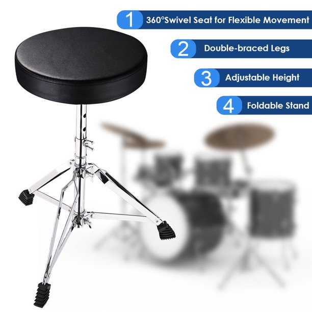 Yescom Drum Throne Padded Seat Drummer Stool Round Chair 12"-20 ...