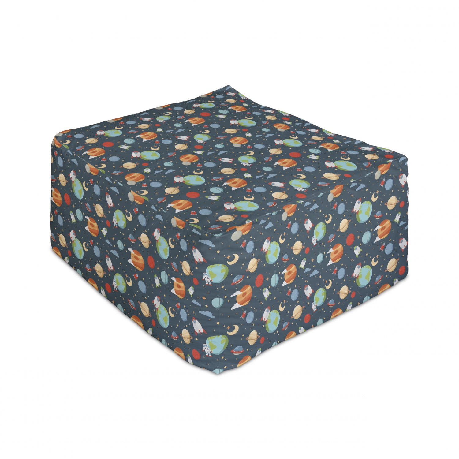 Cartoon Rectangle Pouf, Style Astrological Concepts Earth Mars Saturn ...