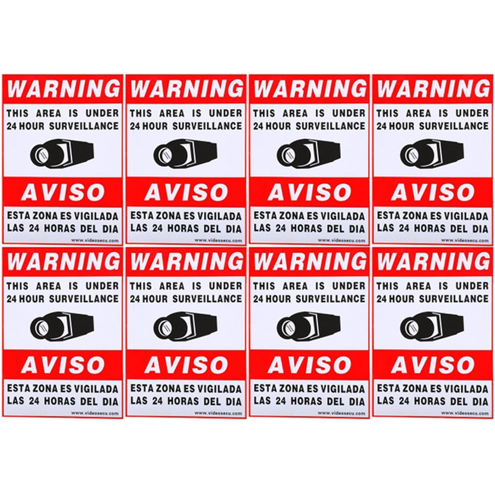 VideoSecu 8x CCTV Security Camera Video Sign Decal Warning Sticker for ...