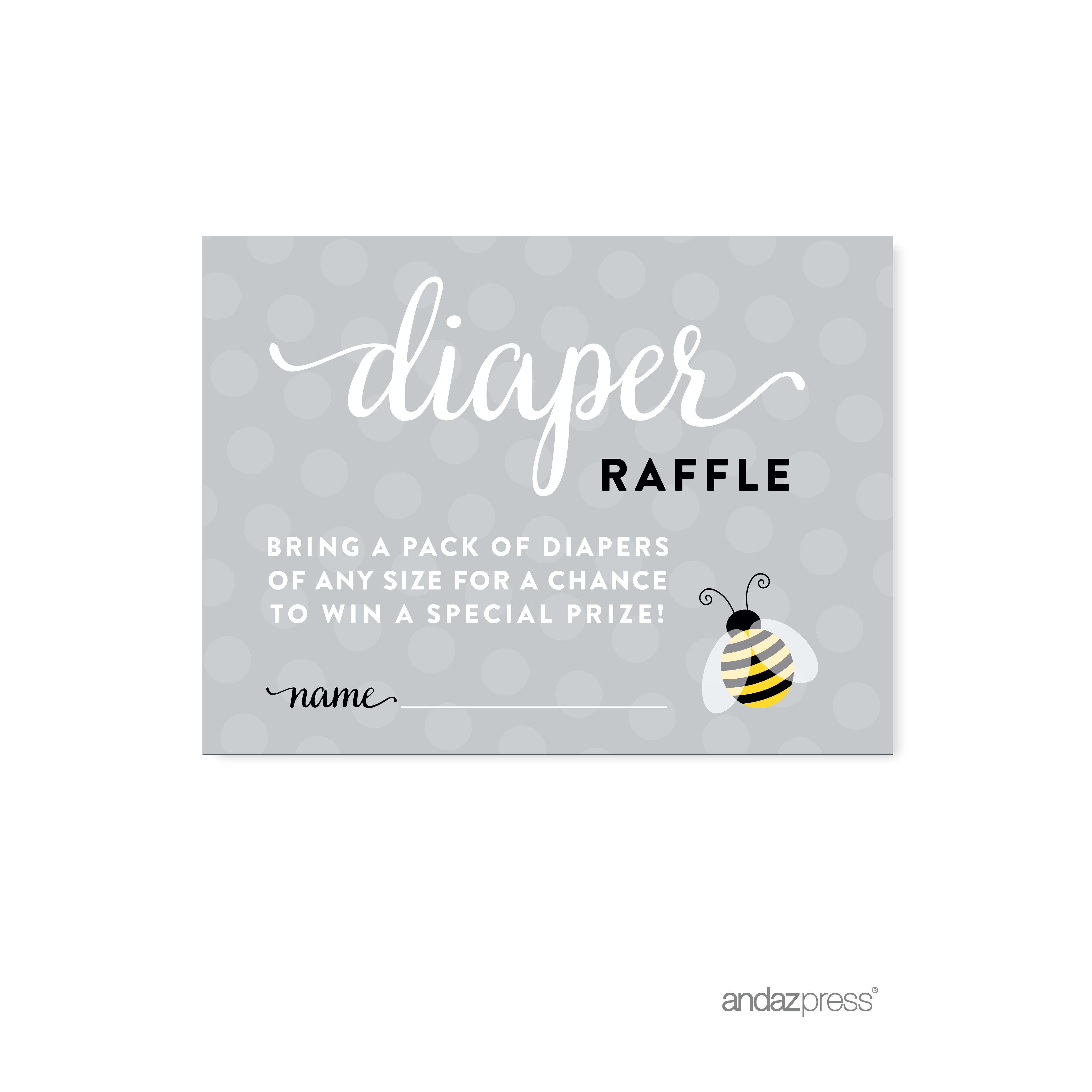 Diaper Raffle Mama to Bee Bumblebee Gender Neutral Baby Shower Games ...