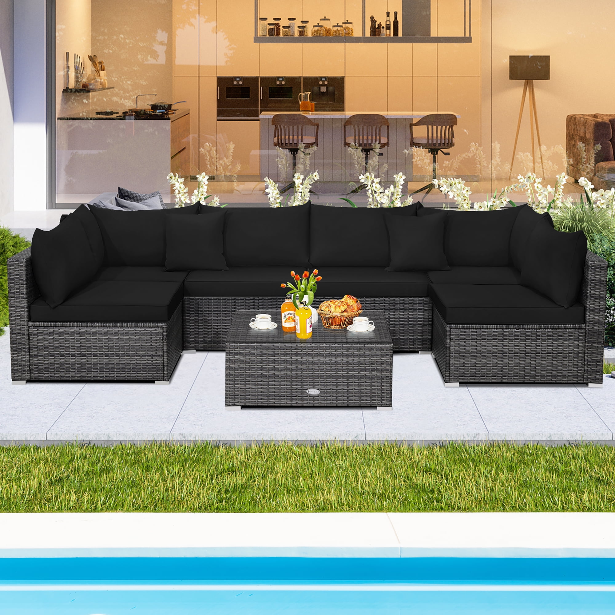 Click here for Costway 7pcs Patio Rattan Furniture Set Sectional... prices