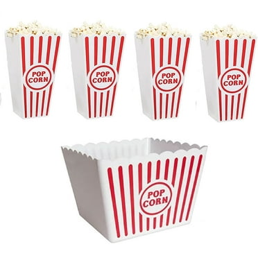 Popcorn Bowl Plastic Classic Tub Red & White Striped, Movie Night ...