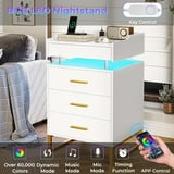 Afuhokles Modern LED Nightstand with USB Charging Station, 3 Drawers ...
