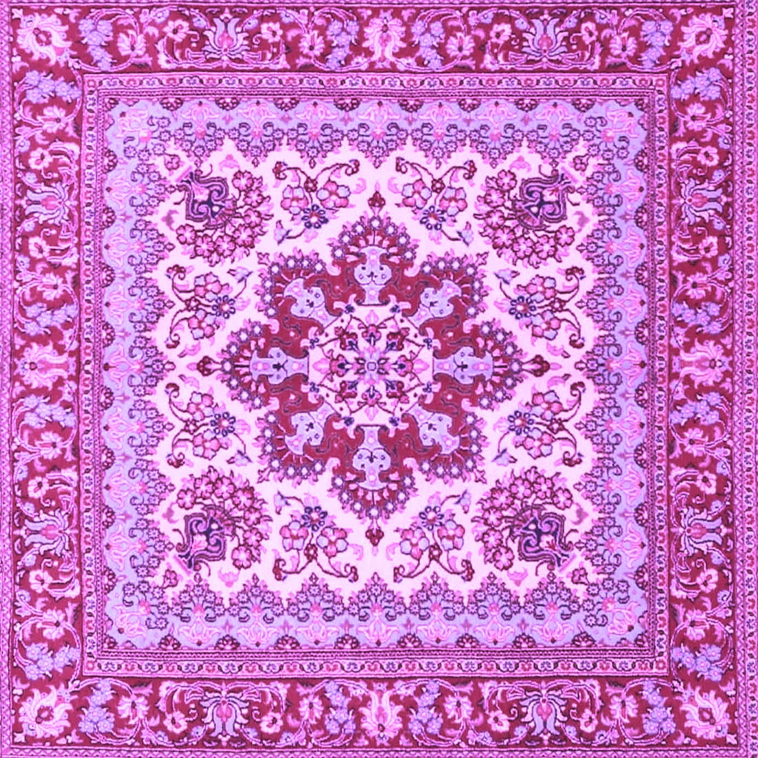 Ahgly Company Indoor Square Medallion Purple Traditional Area Rugs, 6 ...