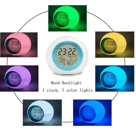 [Birthday Gift for Kids LED Alarm Clock, JL-C018 7 Color Changing Alarm ...