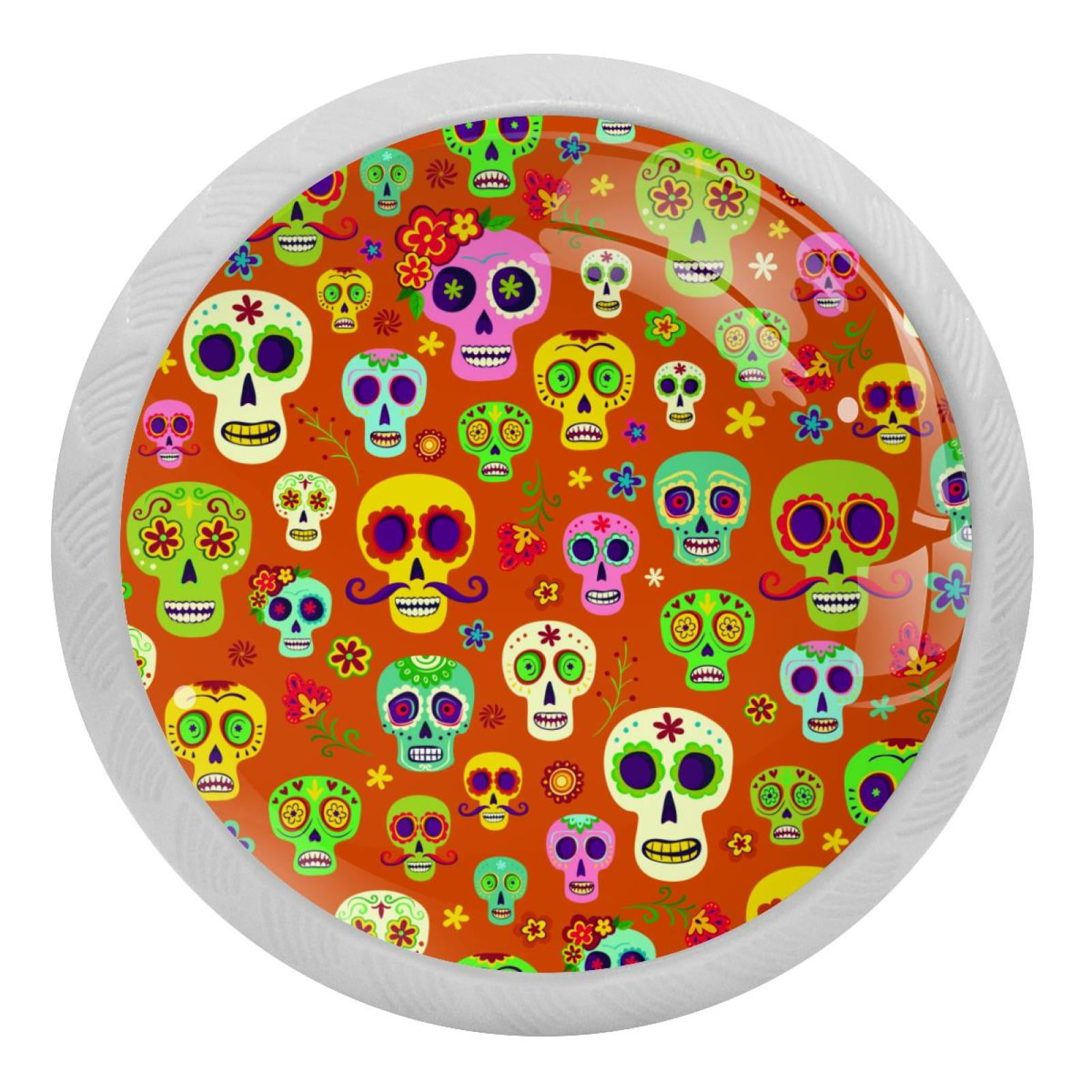 4PCS Round Skull Cabinet Fluorescence Knob Glowing in the Dark ...