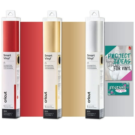Cricut Smart Shimmer Permanent Vinyl Stylish Bundle | Red, Silver, Gold ...