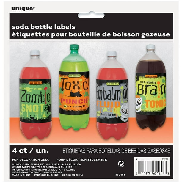 Monster Lab Halloween Soda Bottle Labels, 4-Count - Walmart.com ...