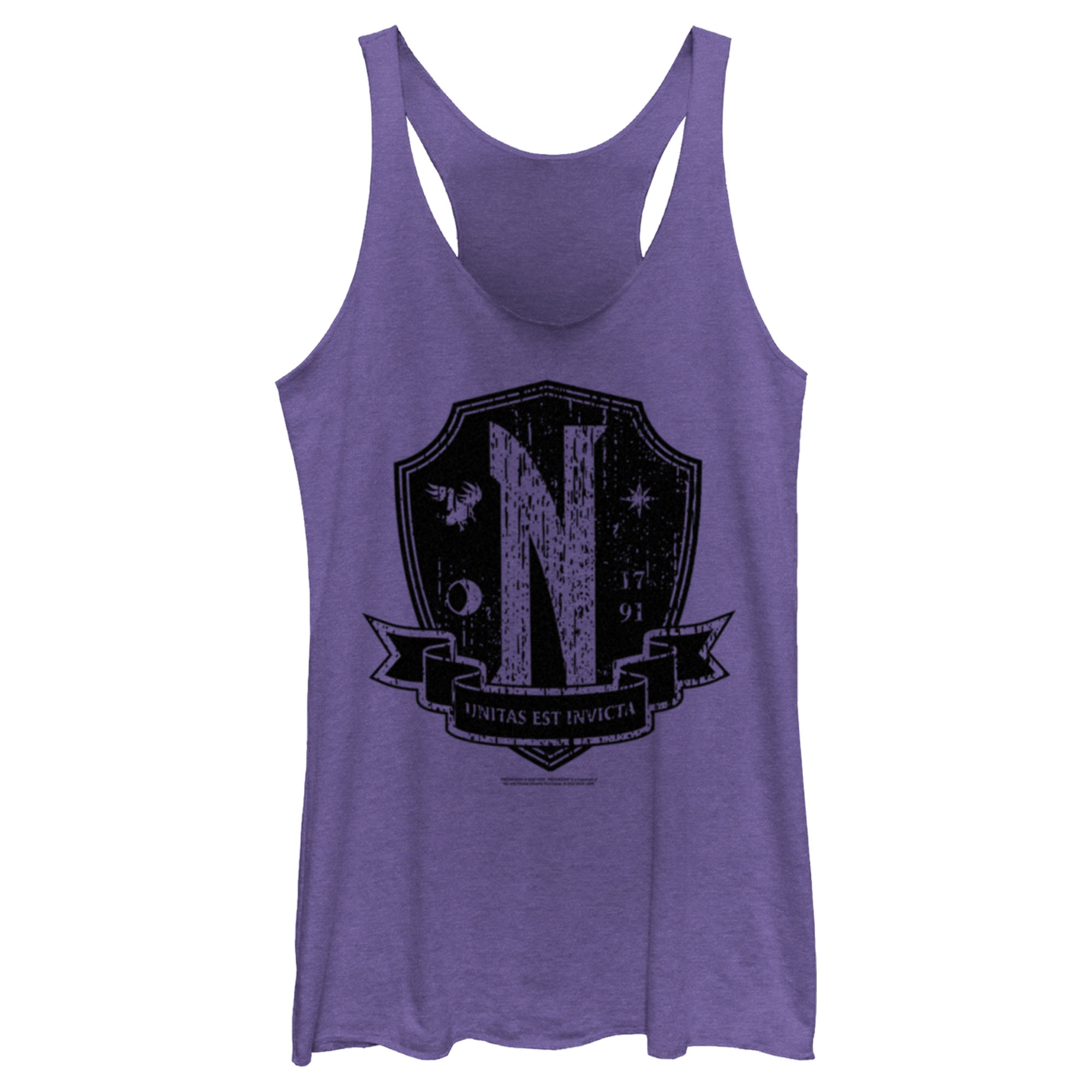 Women's Wednesday Nevermore Academy Distressed Emblem Racerback Tank ...