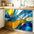 Abstract Art Cabinet Curtains for Kitchen 32"W x 55"L, Blue Yellow ...