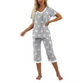 Mintreus Womens Pajama Sets Short Sleeve Shirt And Capri Soft Pajama