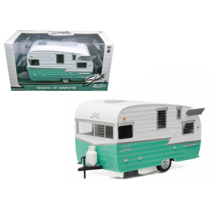 Shasta Airflyte 15' Camper Trailer Green for 1/24 Scale Model Cars and ...