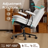 Genpo White Leather Computer Desk Chairs 300lbs for Adults, Vanity ...