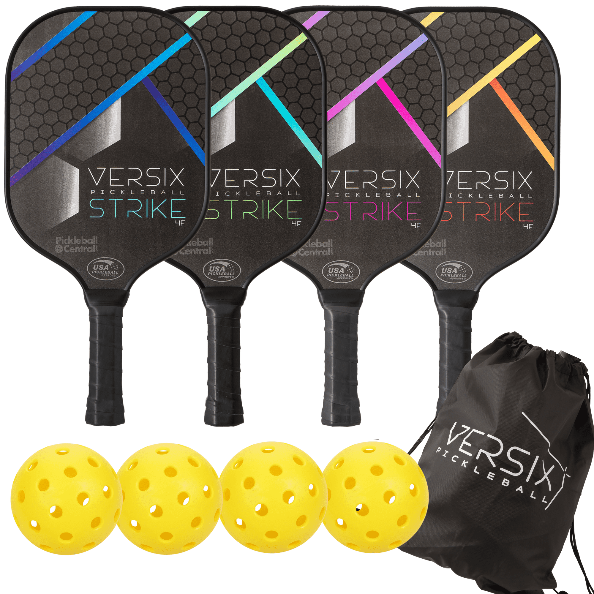 VERSIX Strike 4F Composite Pickleball Bundle for 4 Players (4 Composite ...