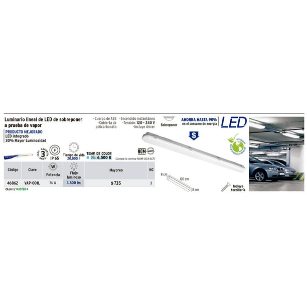 Luminario de sobreponer, 36 W de LED Volteck Luminario de sobreponer, 36 W de LED | Bodega ...