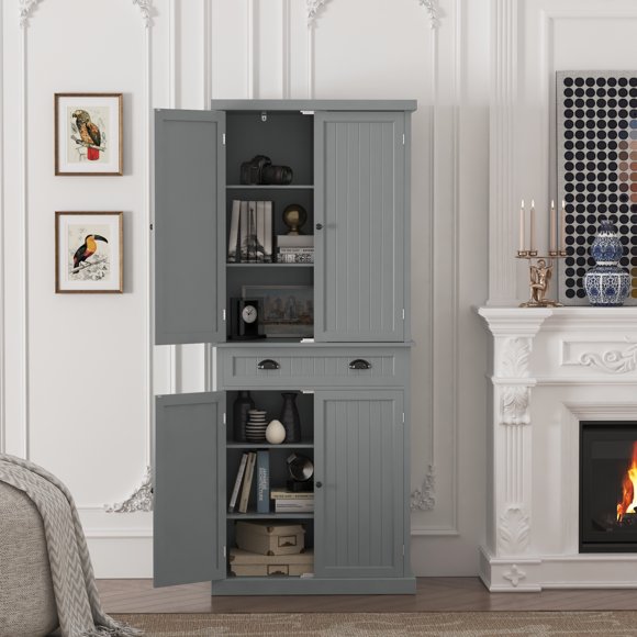 Homcom Standing Kitchen Pantry Cupboard Cabinet