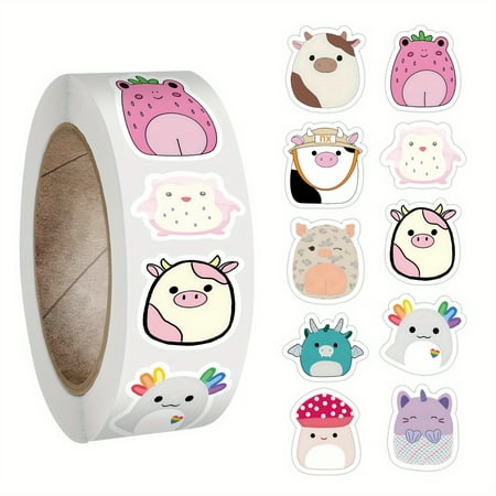 500Pcs Cute Animal Stickers Roll, Cute Stuffed Animal Stickers For Kids ...