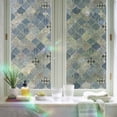 Blue Moroccan Shield Window Privacy Film, Modern Abstract Exotic ...