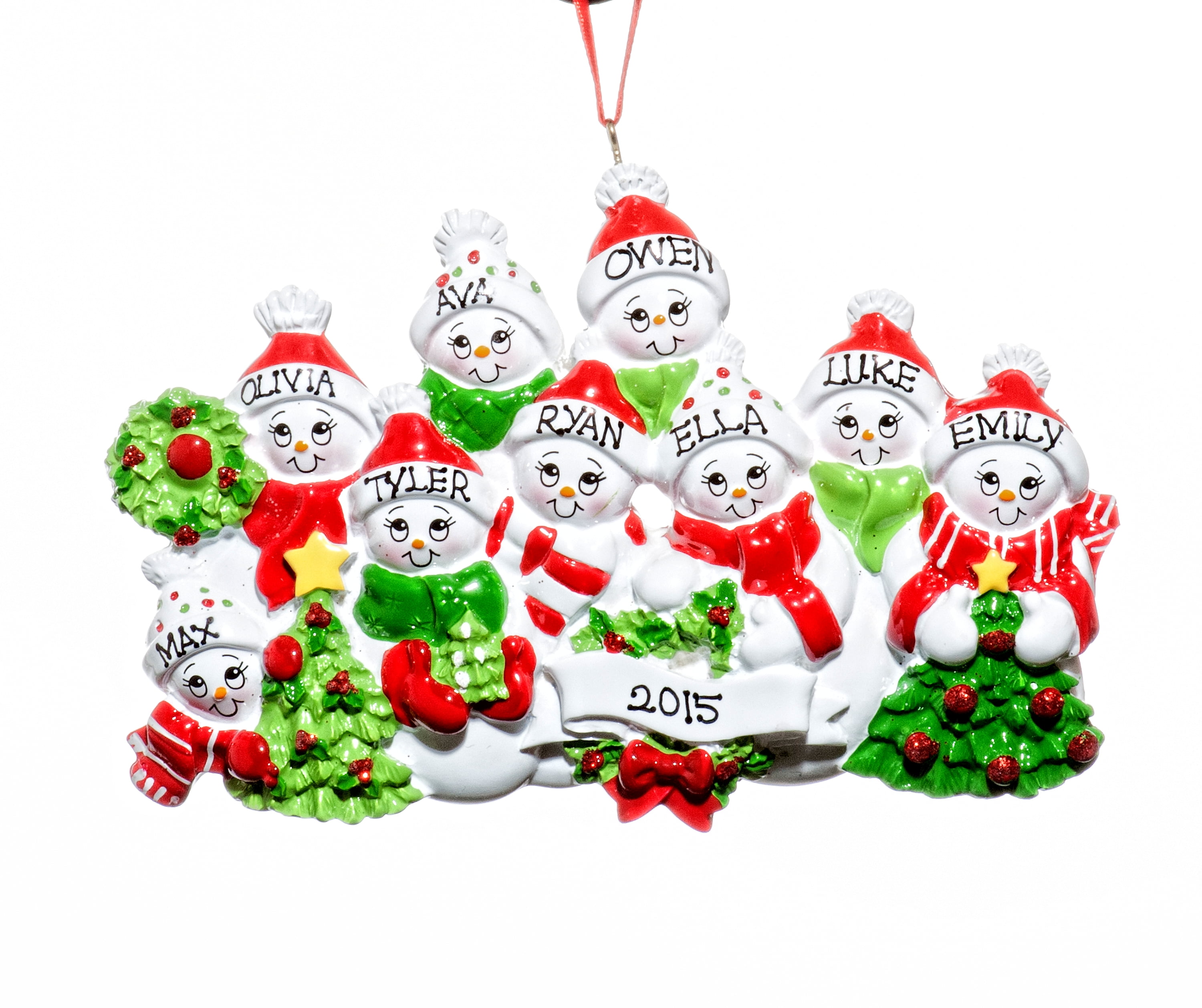Family 9 Person Personalized Name Snow Family Tree Wreath Holiday family-9-person-personalized-name-snow-family-tree-wreath-holiday