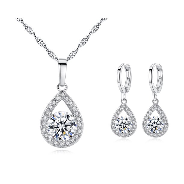 Water Drop Zircon Set Necklace Gift wish Angel Tears Micro set Zircon ...