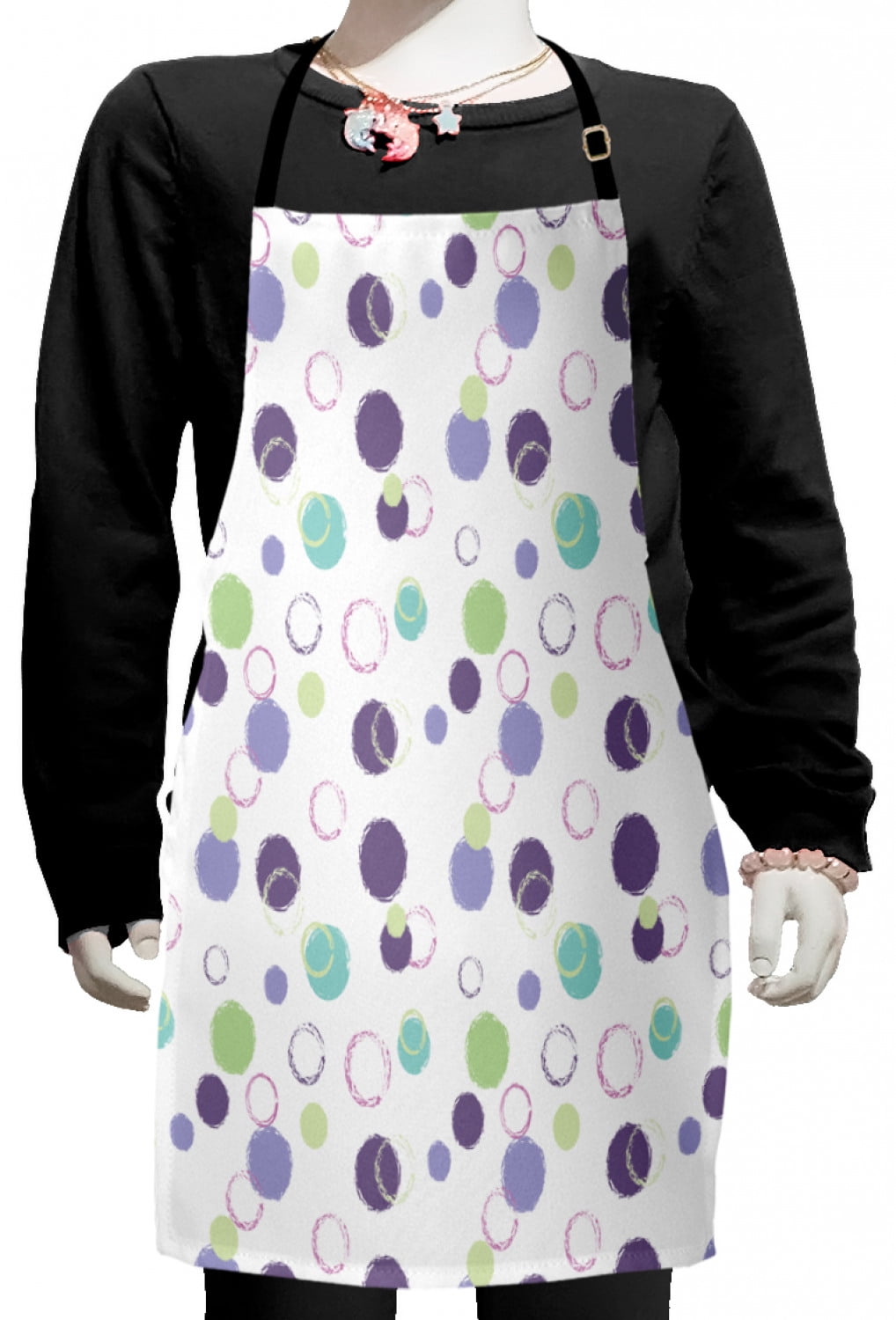 Pastel Kids Apron, Murky Circles Geometric Chalk Brushstroke Hoops ...