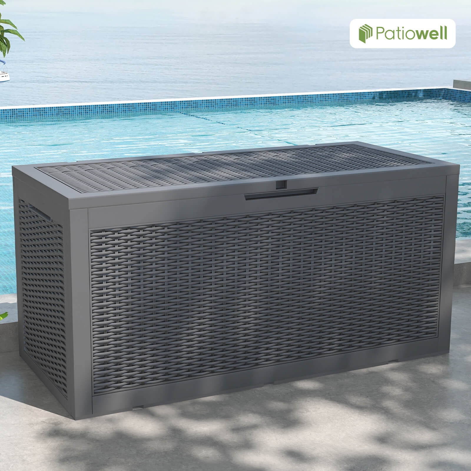 Patiowell 105 Gallon Deck Box Outdoor Resin Plastic Deck Storage Box ...